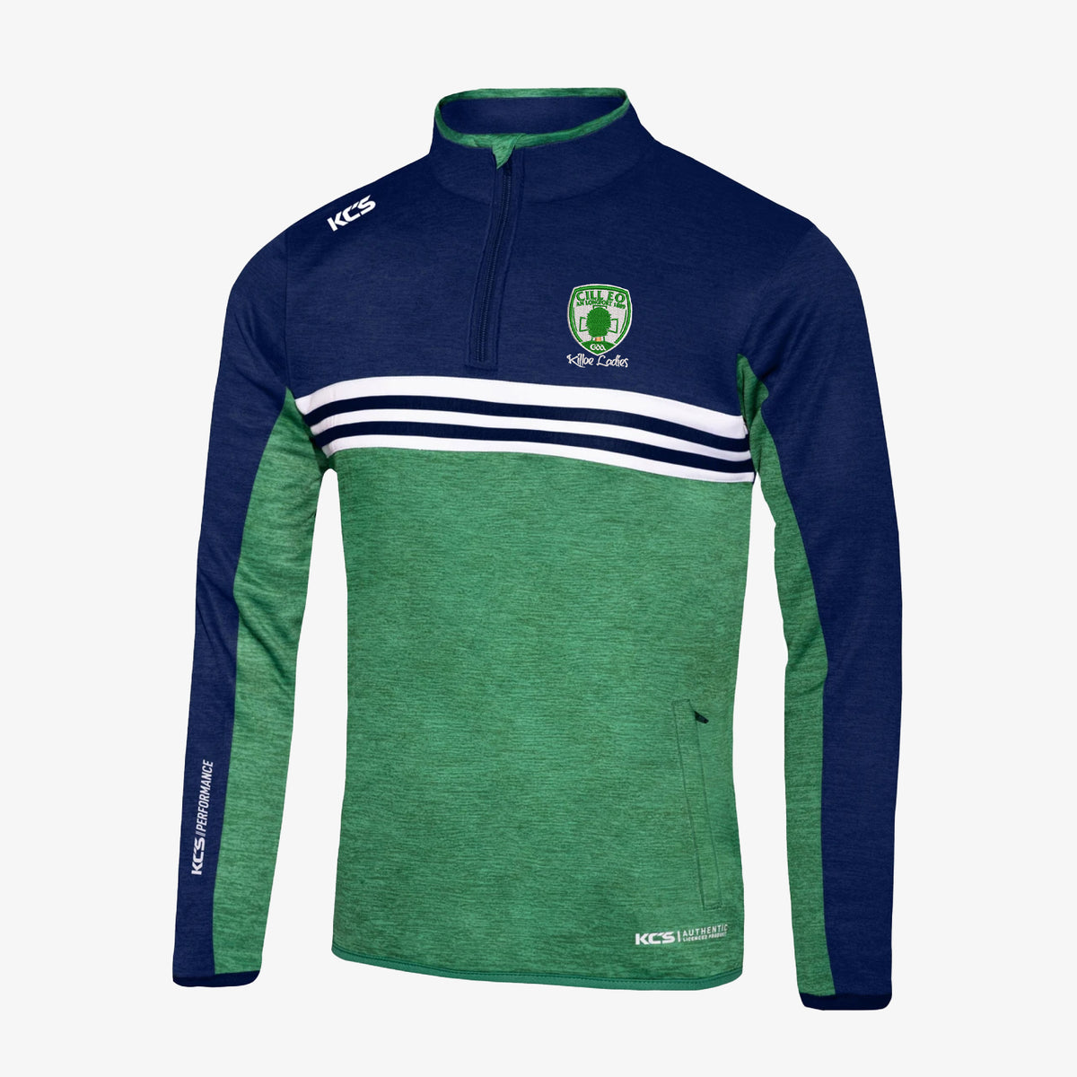 Killoe Ladies KCS Cortez Quarter Zip Top - Navy / Green / White