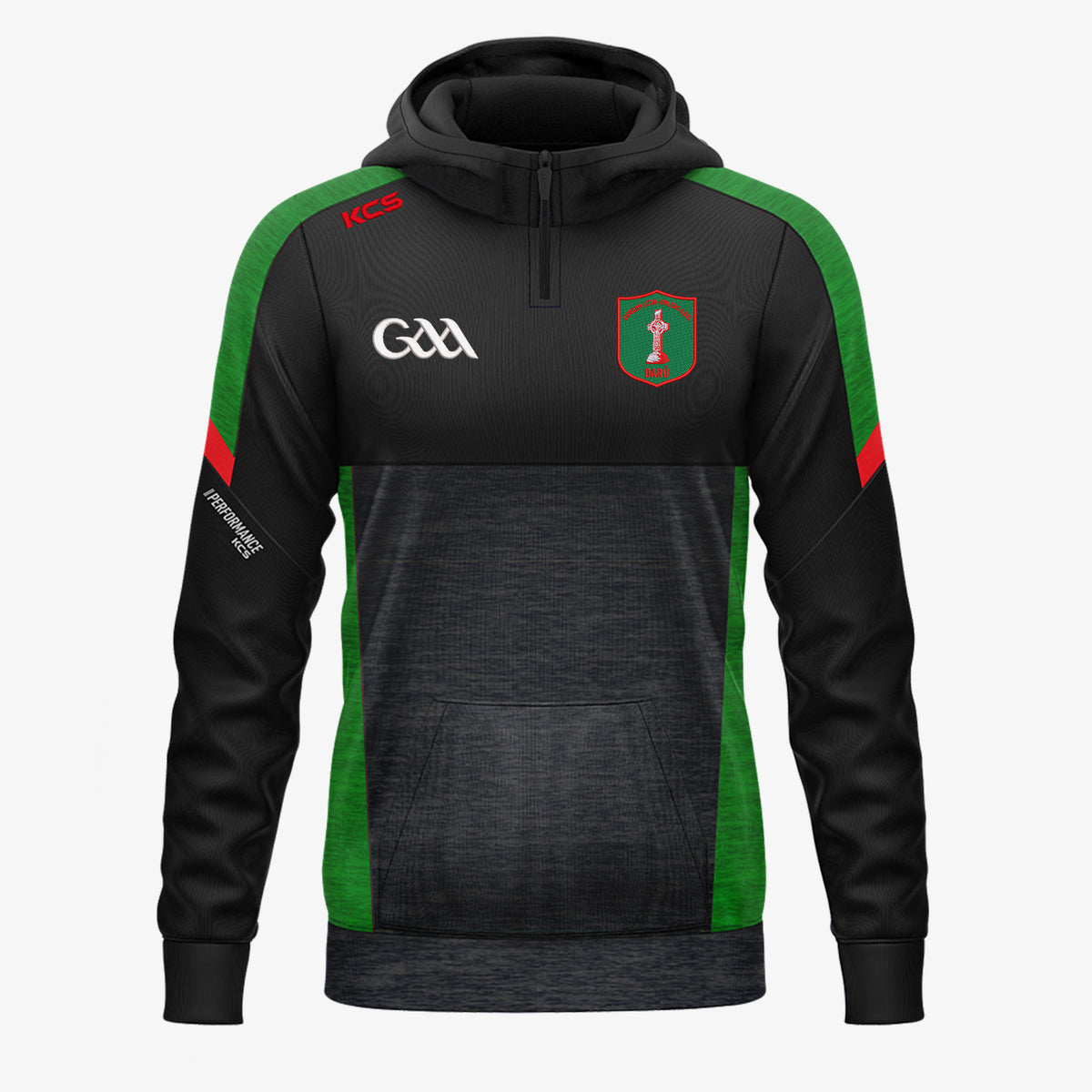 Durrow GAA KCS Helios Half Zip Hoodie - Black / Green / Red