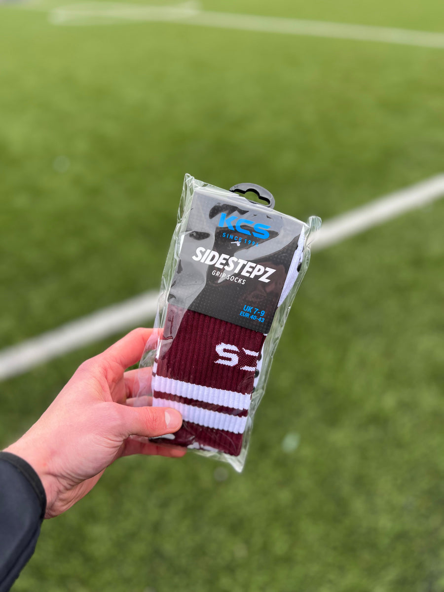 Cullion Hurling Club KCS SideStepz Grip Socks (WHITE/MAROON/WHITE)