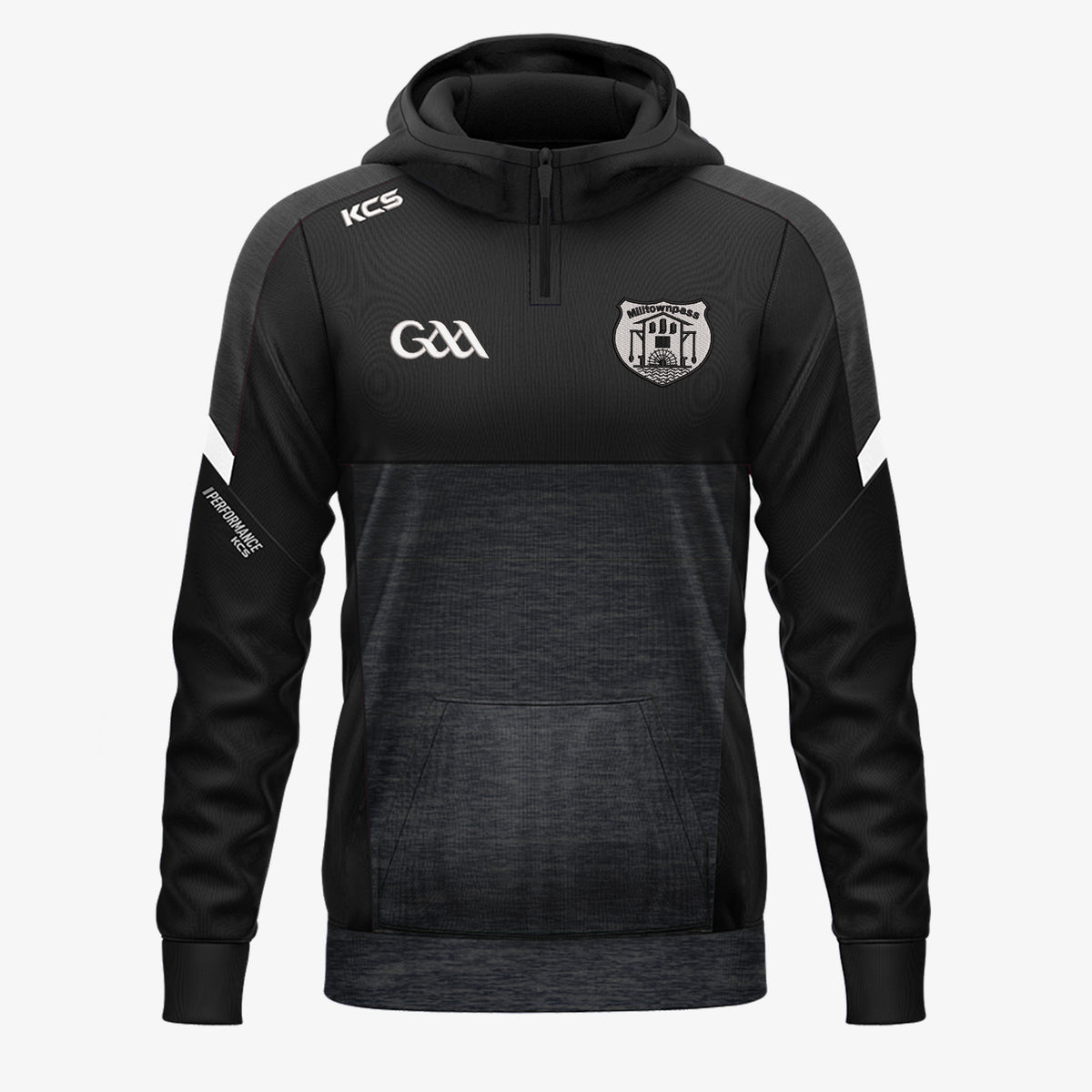 Milltownpass GAA KCS Helios Half Zip Hoodie - Black / White